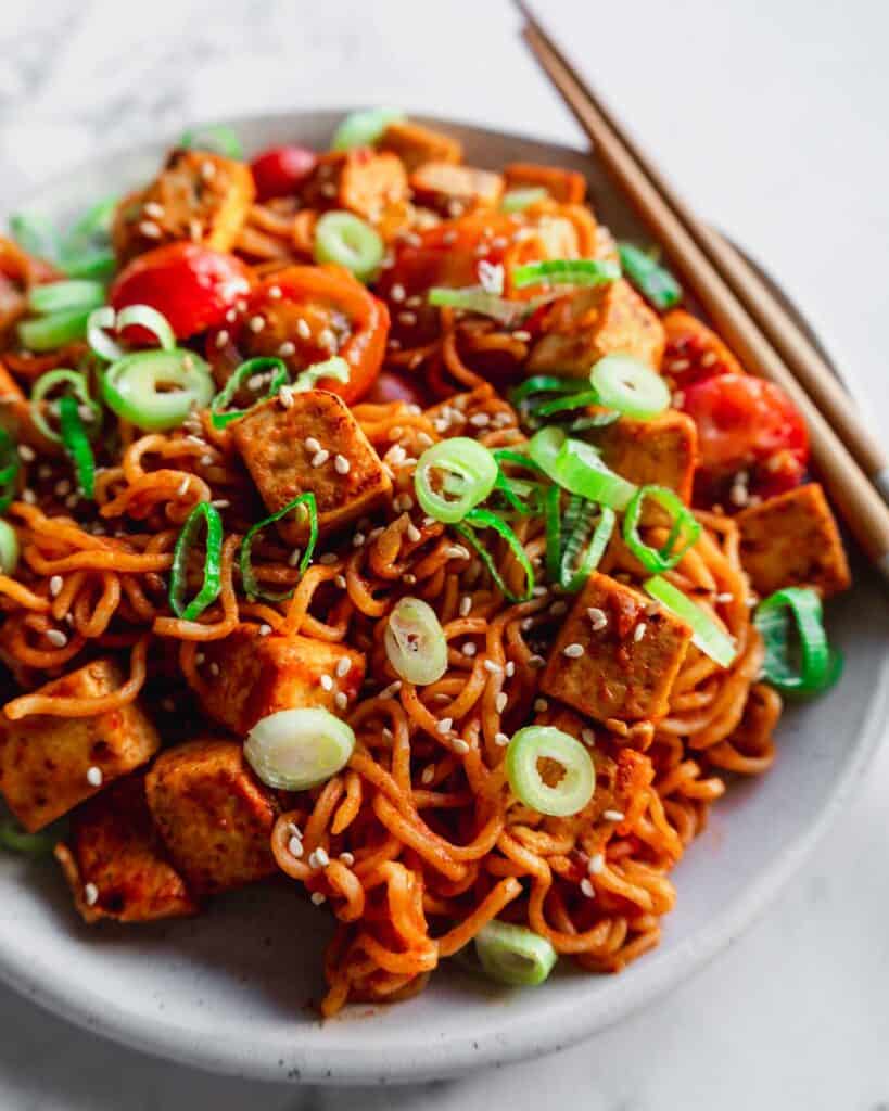 Easy Spicy Gochujang Ramen Noodles Recipe (or with Udon) | The Fruity Jem