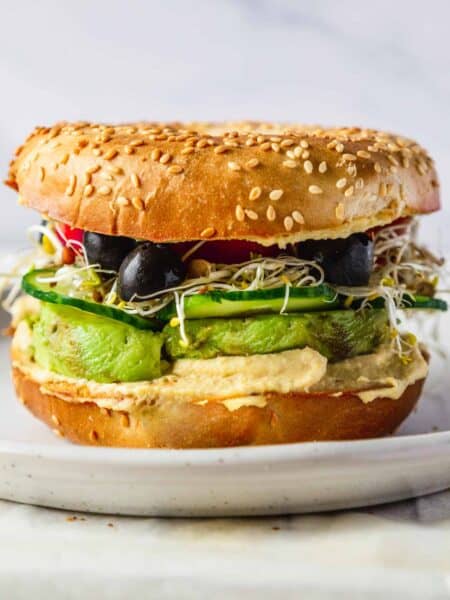Hummus Bagel with Veggies (Sandwich + 3 Open-faced Combos) | The Fruity Jem