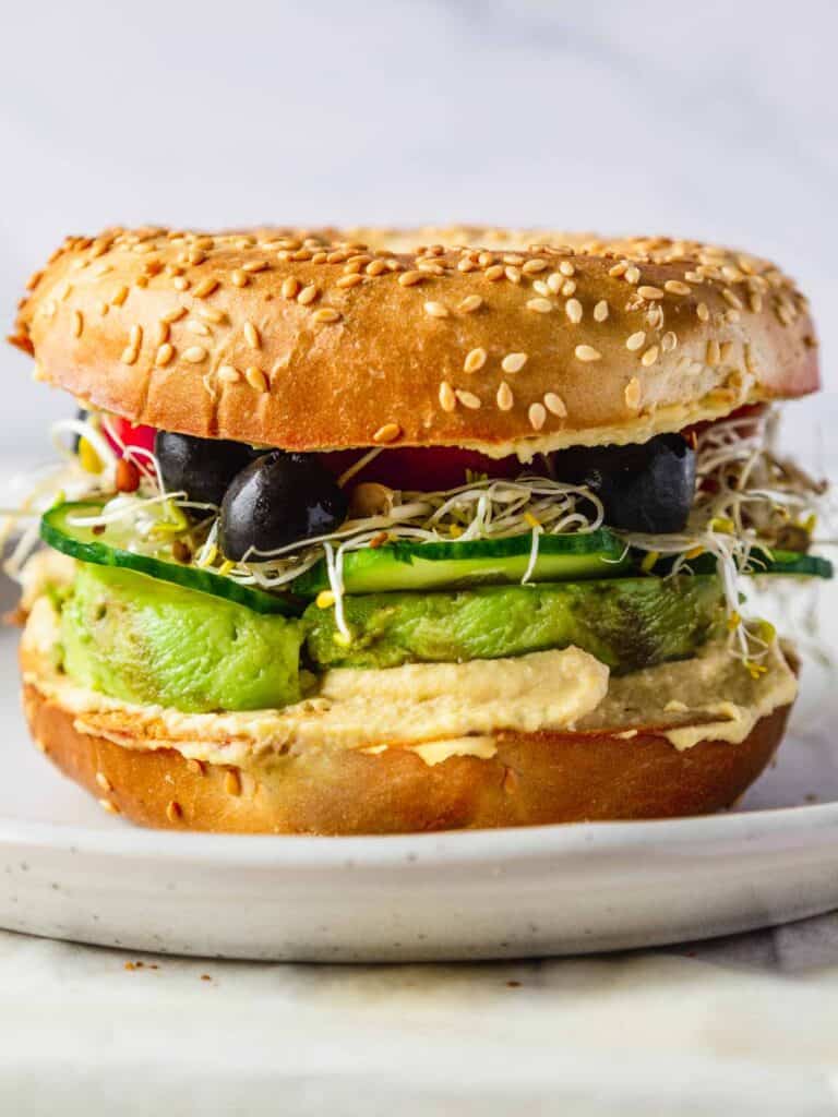 Hummus Bagel with Veggies (Sandwich + 3 Open-faced Combos) | The Fruity Jem