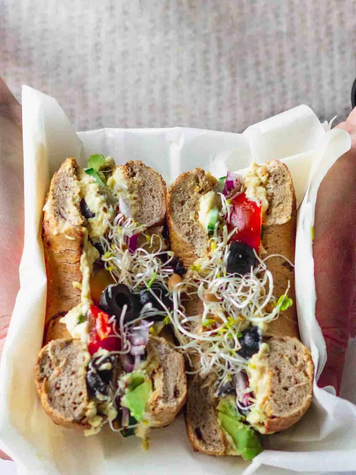 Hummus Bagel with Veggies (Sandwich + 3 Open-faced Combos) | The Fruity Jem