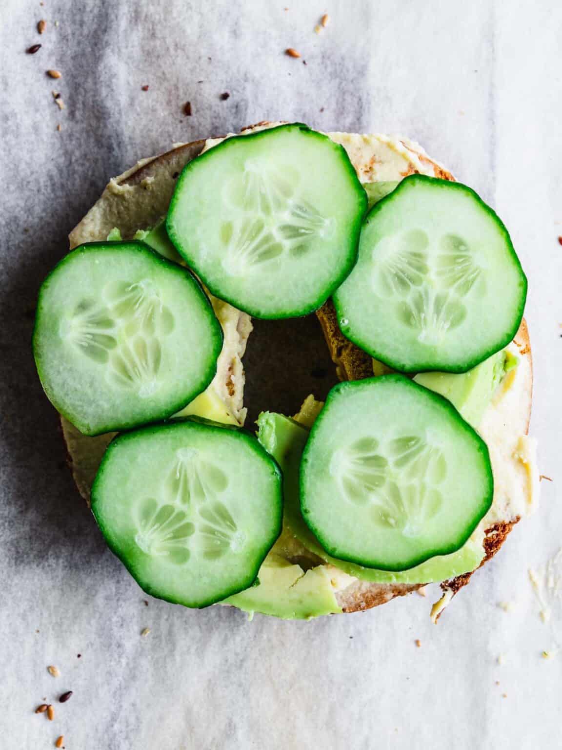 Hummus Bagel with Veggies (Sandwich + 3 Open-faced Combos) | The Fruity Jem