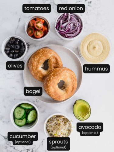 Hummus Bagel with Veggies (Sandwich + 3 Open-faced Combos) | The Fruity Jem