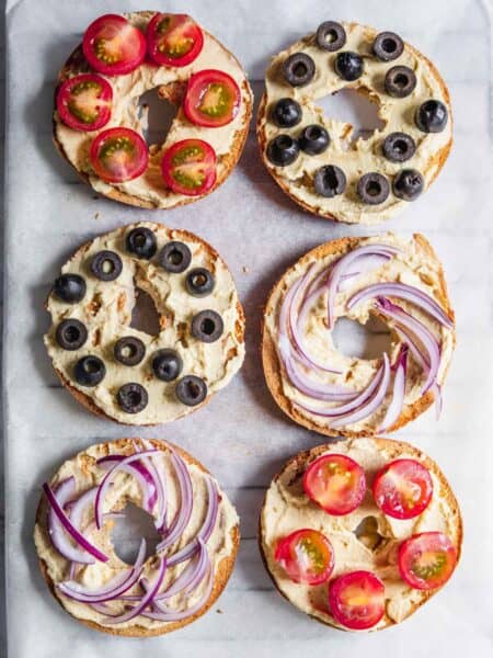 Hummus Bagel with Veggies (Sandwich + 3 Open-faced Combos) | The Fruity Jem
