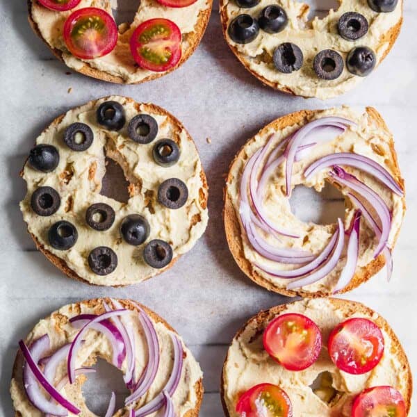 Hummus Bagel with Veggies (Sandwich + 3 Open-faced Combos) | The Fruity Jem