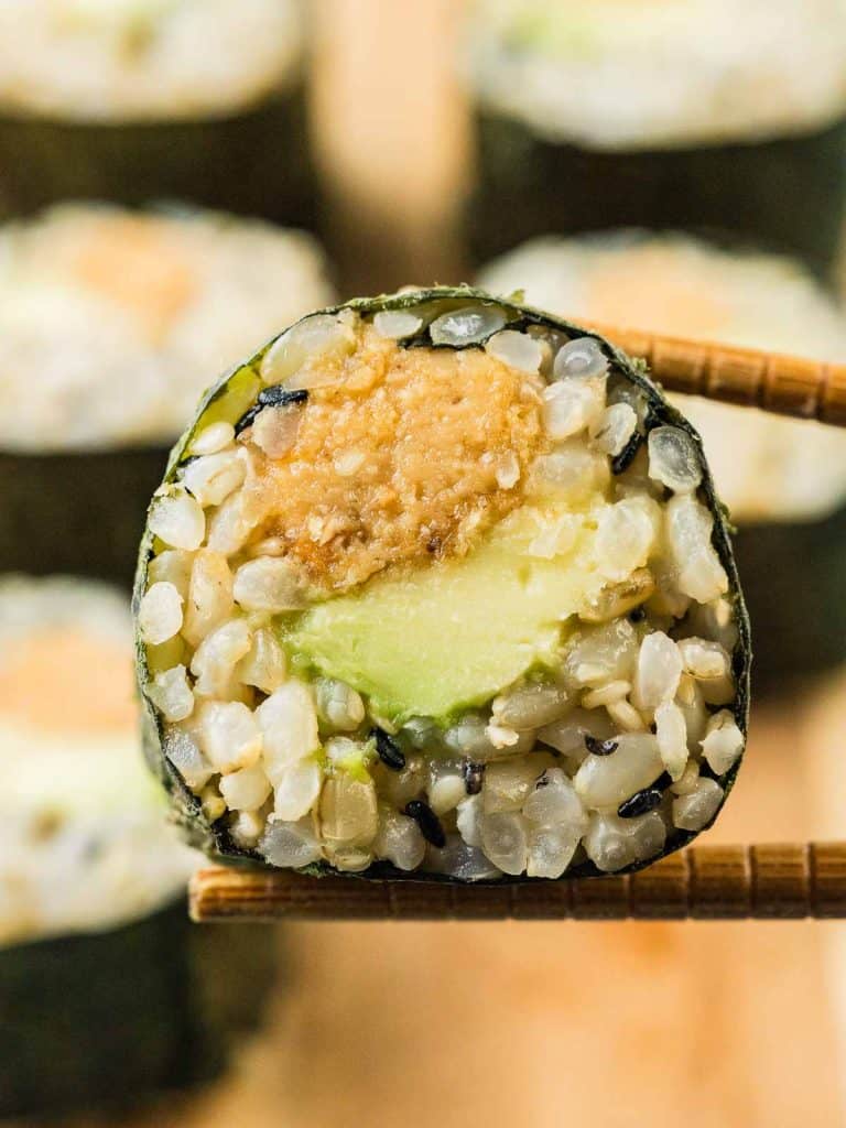 Peanut Avocado Sushi Roll (2 Ways + Step-by-step Photos!) | The Fruity Jem