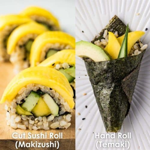 Cut Sushi Roll vs Hand Roll (Maki vs Temaki) | The Fruity Jem