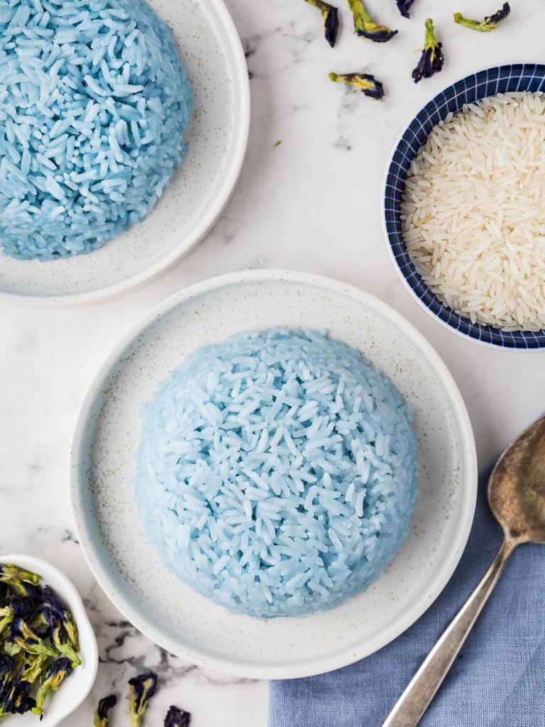 EASY Blue Butterfly Pea Flower Rice | The Fruity Jem